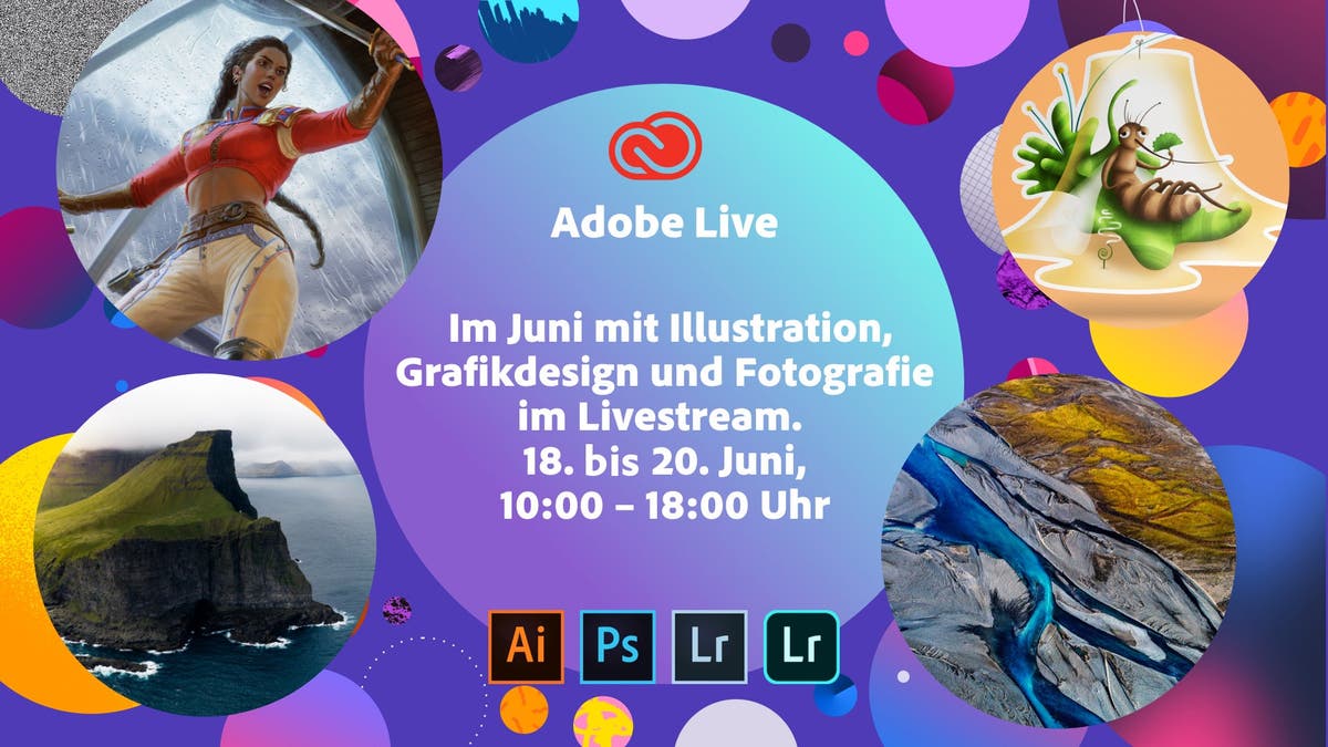 Adobe LIVE im Livestream vom 18. – 20. Juni, täglich von 10 – 18 Uhr