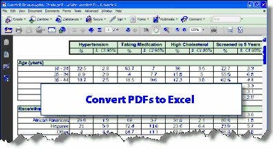 Exporting a PDF to Excel