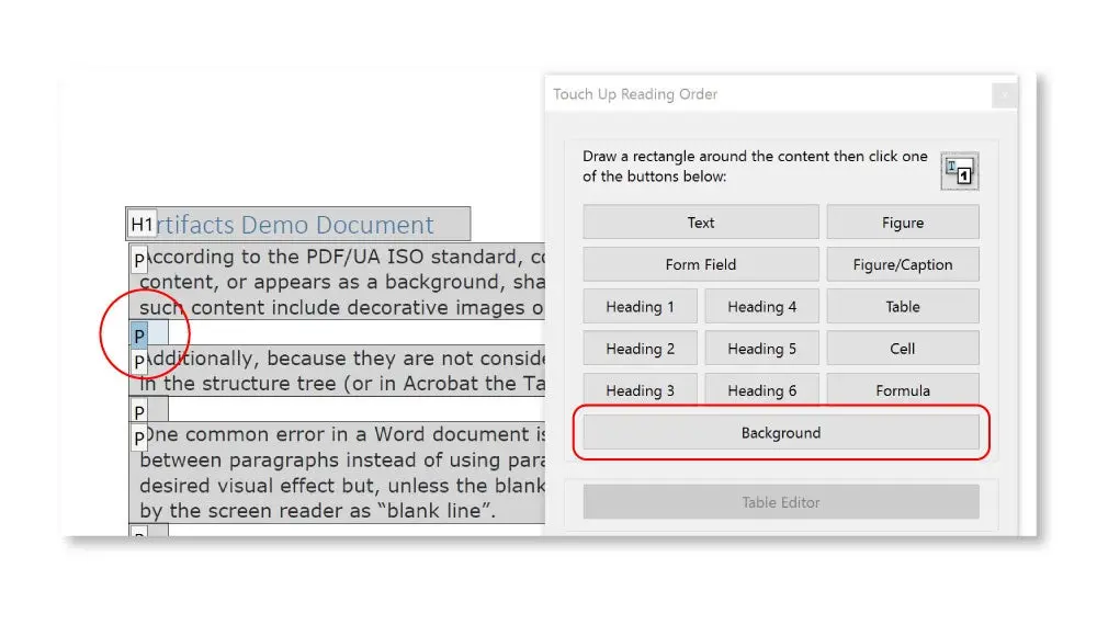 Accessible PDFs in Acrobat DC: Tagging Content as an Artifact