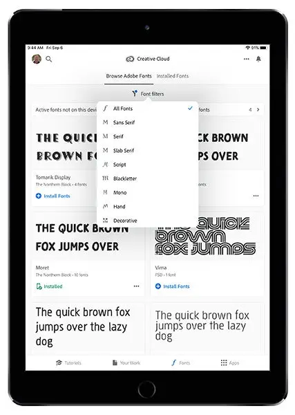 Adobe Brings Fonts to iOS in Creative Cloud Mobile