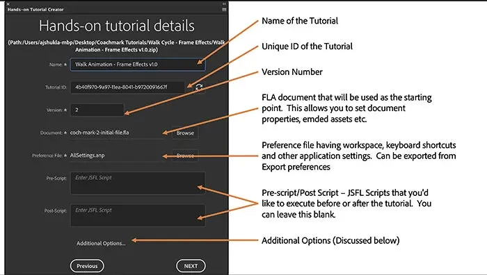 Hands-on Tutorial Creation Tool for Adobe Animate
