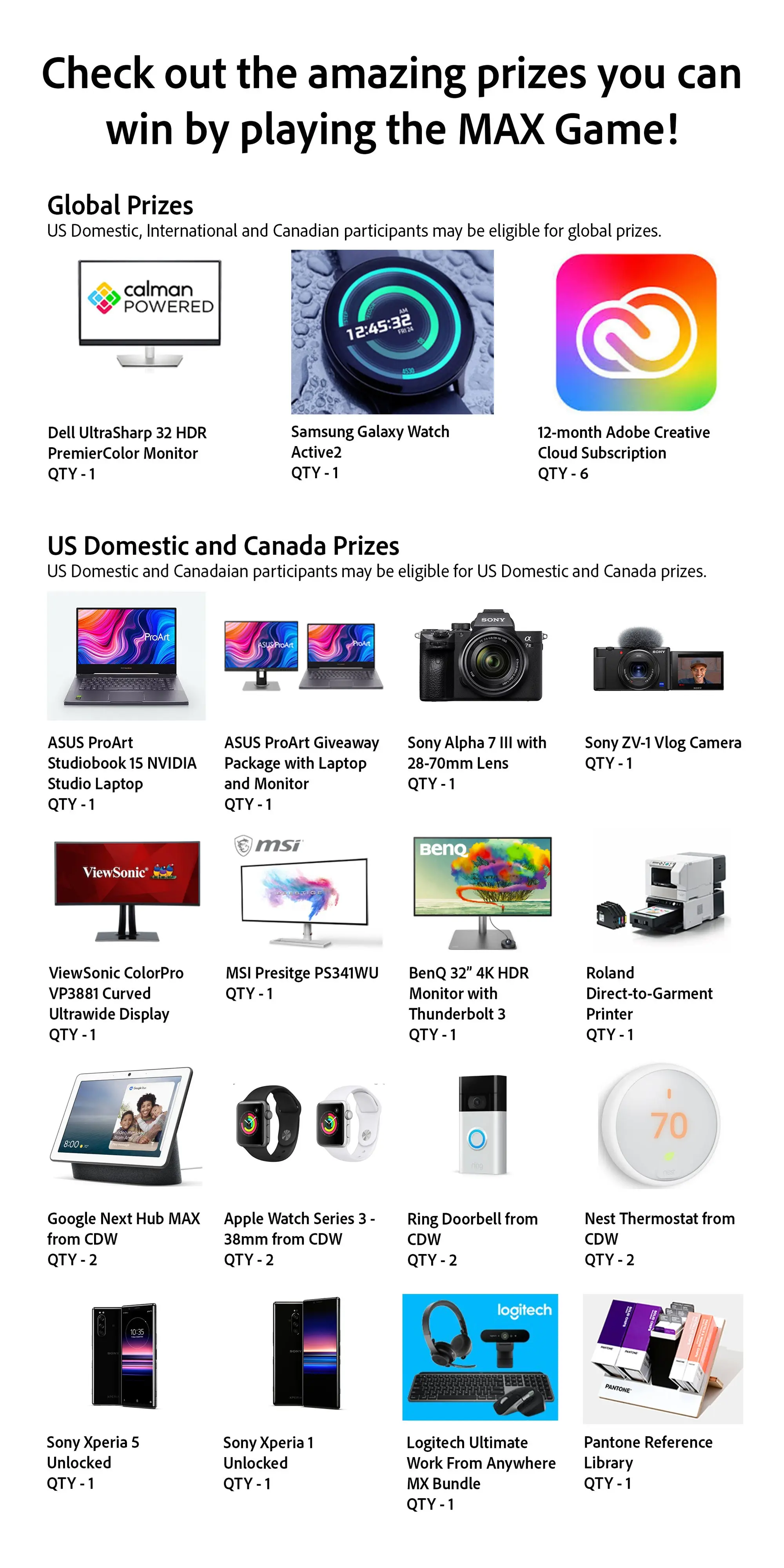 Play the MAX Game for a chance to win one of 28 amazing prizes!