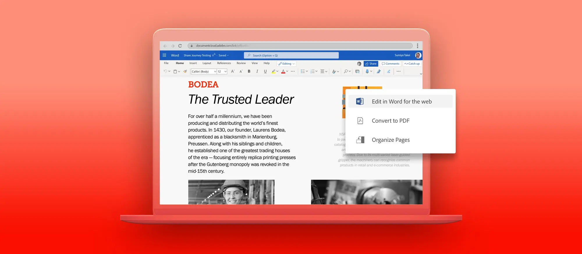 Rethink editing with Microsoft 365 in Acrobat online